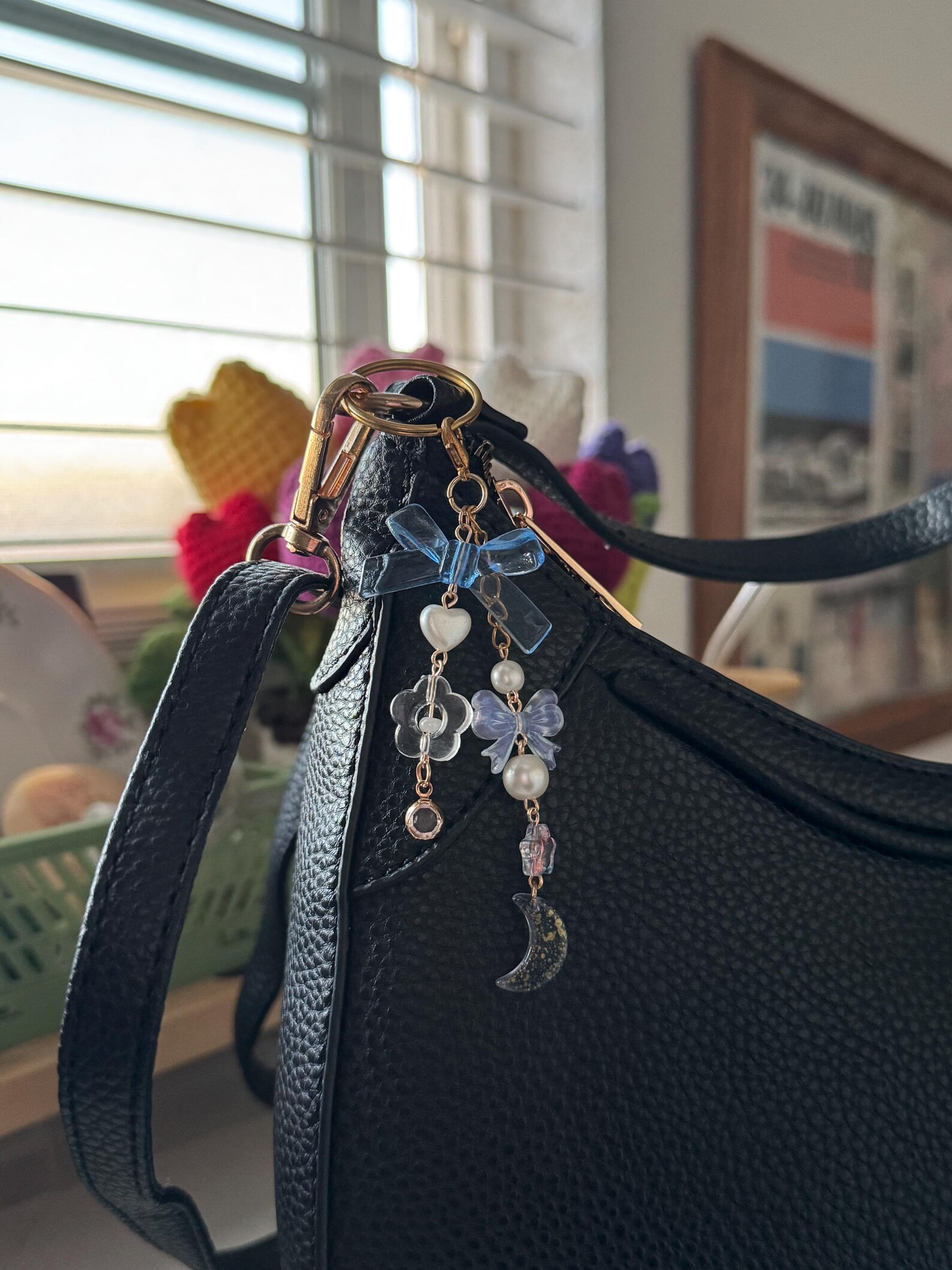 Aesthetic Coquette Moon and Star Keychain Bag Charm Accessory - Etsy
