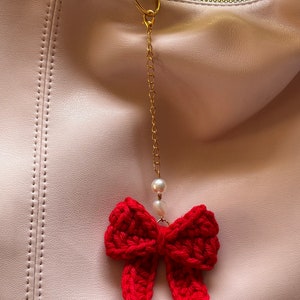 Handmade Aesthetic Crochet Bow Keychain/bag Charm - Etsy