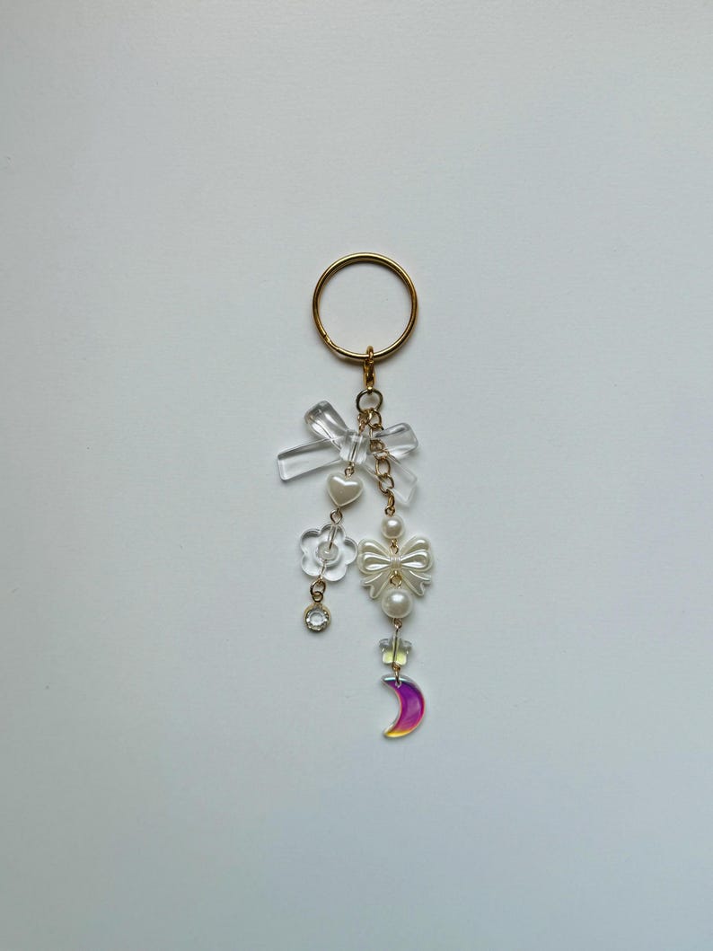 Aesthetic Coquette Moon and Star Keychain | Bag Charm Accessory - Etsy