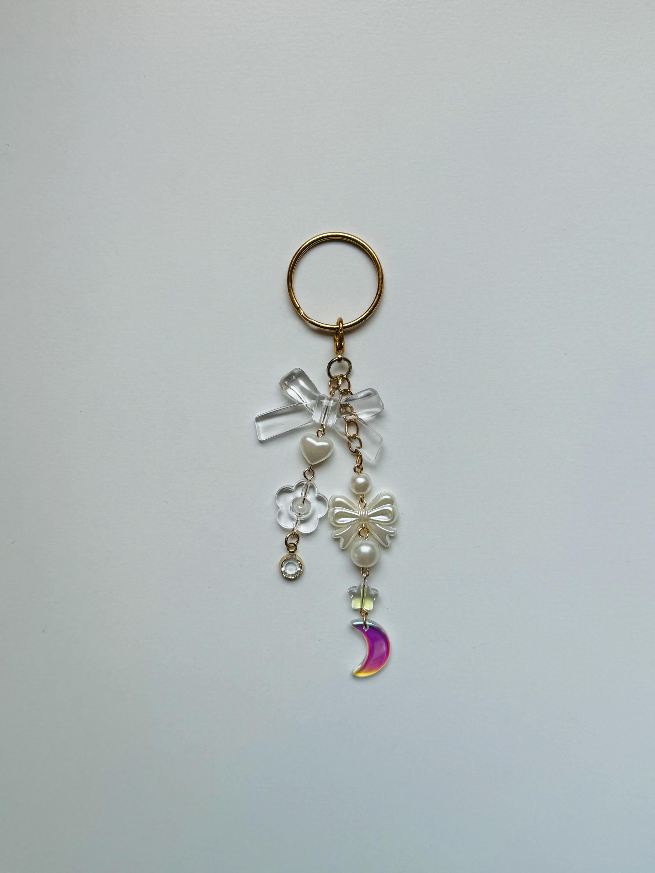 Aesthetic Coquette Moon and Star Keychain | Bag Charm Accessory - Etsy