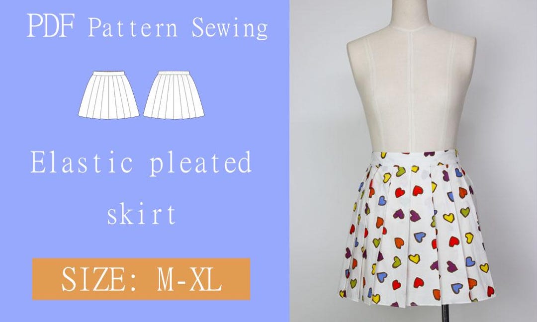 Elastic Pleated Skirt Patterns Sewing PDF Digital Goods DIY - Etsy