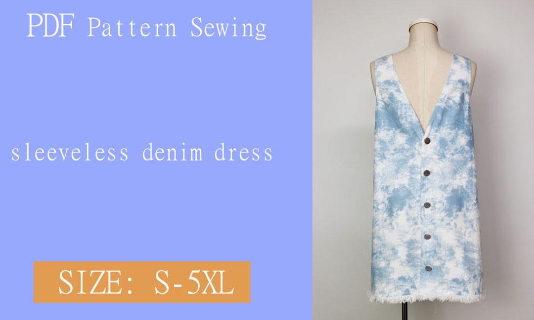 Sleeveless Denim Dress Patterns Sewing PDF Digital Goods DIY - Etsy