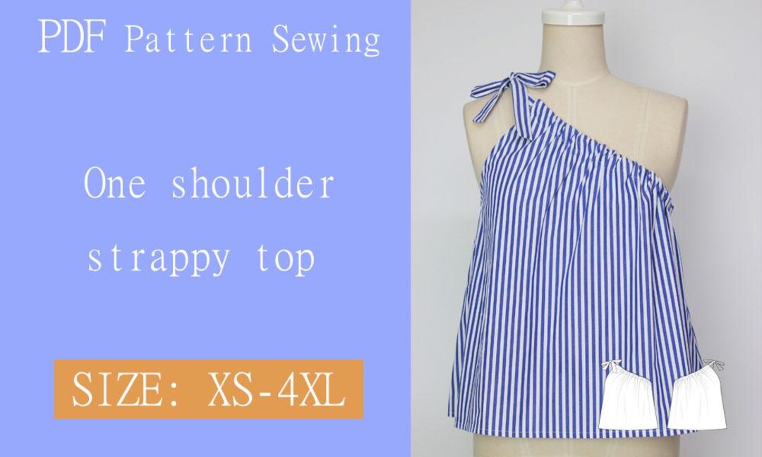 One Shoulder Strappy Top Patterns Sewing PDF Digital Goods DIY - Etsy