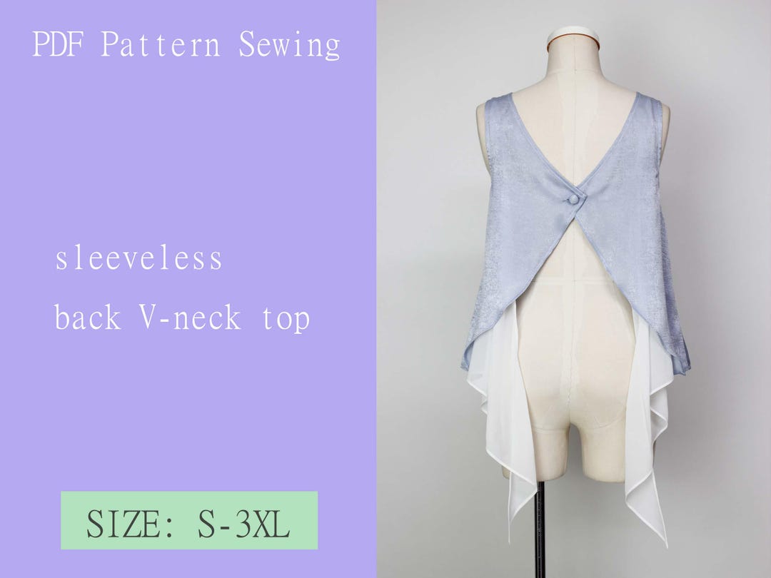 Sleeveless Back V-neck Top. Patterns Sewing PDF Digital Goods DIY - Etsy