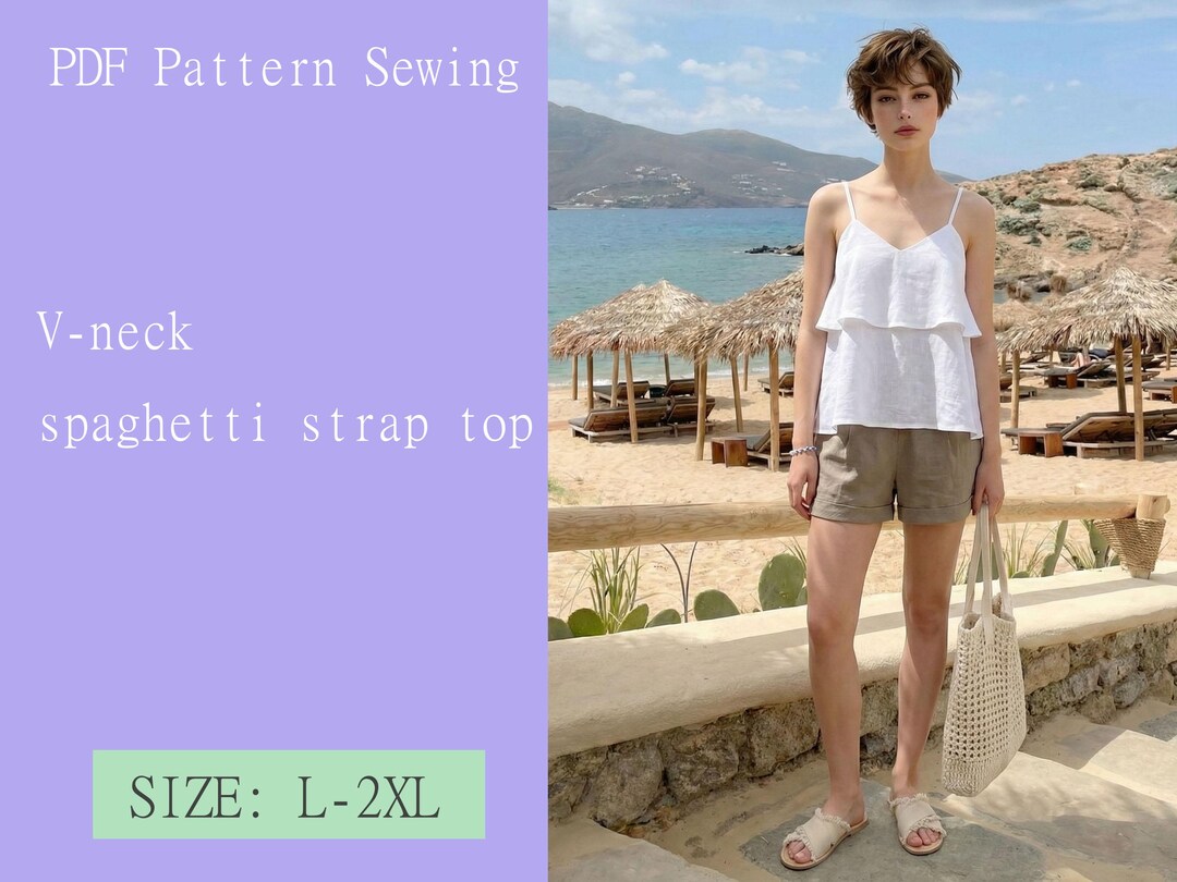 V-neck Spaghetti Strap Top Pattern Sewing Pdf-digital Goods DIY Size L ...