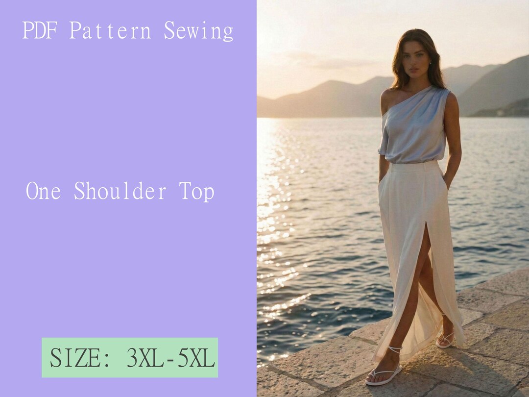 One Shoulder Top Patterns Sewing PDF Digital Goods DIY 3XL-5XL - Etsy