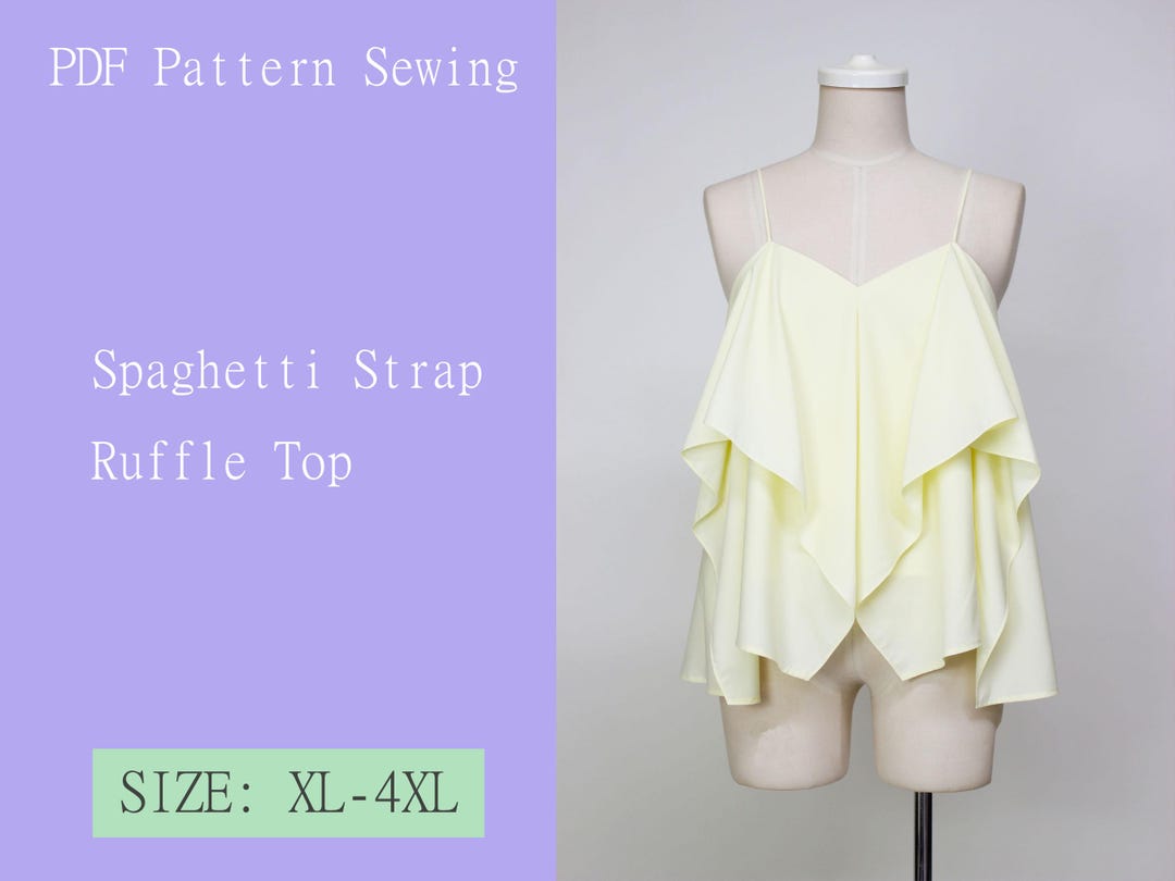 Spaghetti Strap Ruffle Top Patterns Sewing PDF Digital Goods DIY Size ...