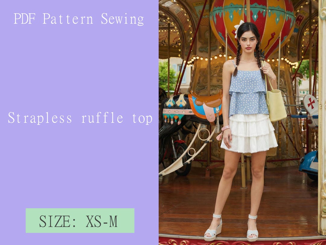 Strapless Ruffle Top Pattern Sewing Pdf-digital Goods DIY Size XS-M - Etsy
