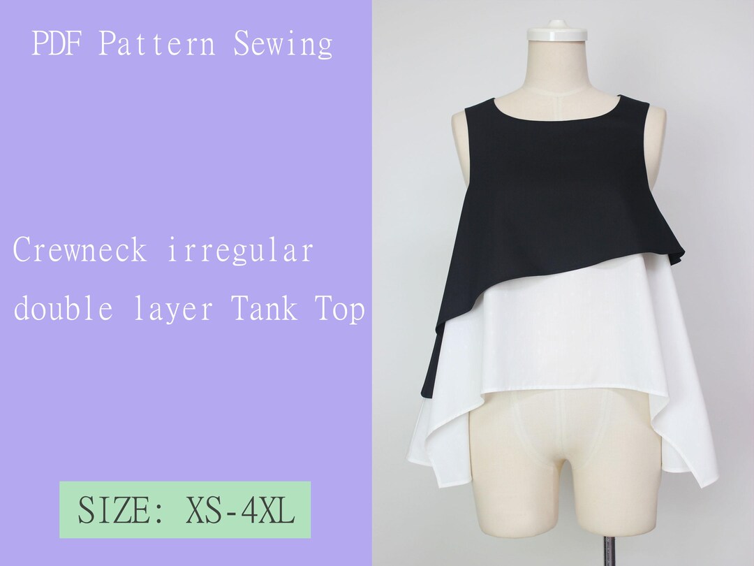 Summer Tank Top. Crewneck Irregular Double Layer Tank Top Patterns ...
