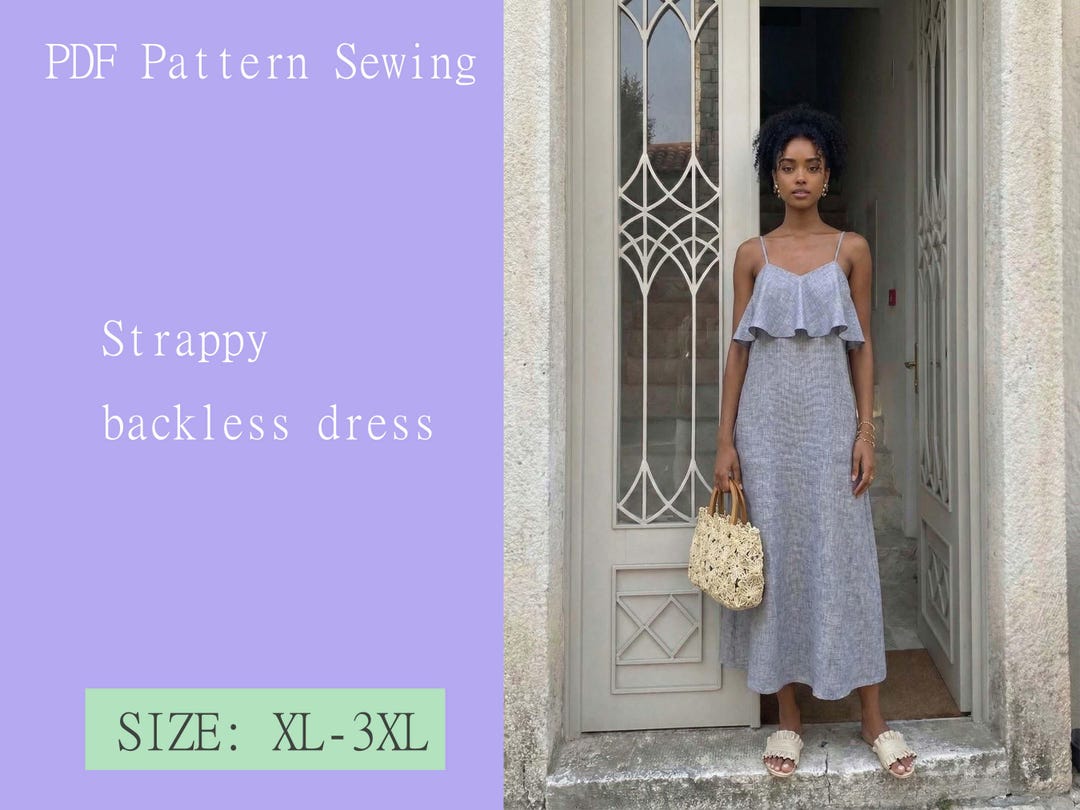 Strappy Backless Dress Patterns Sewing PDF Digital Goods DIY Size XL ...