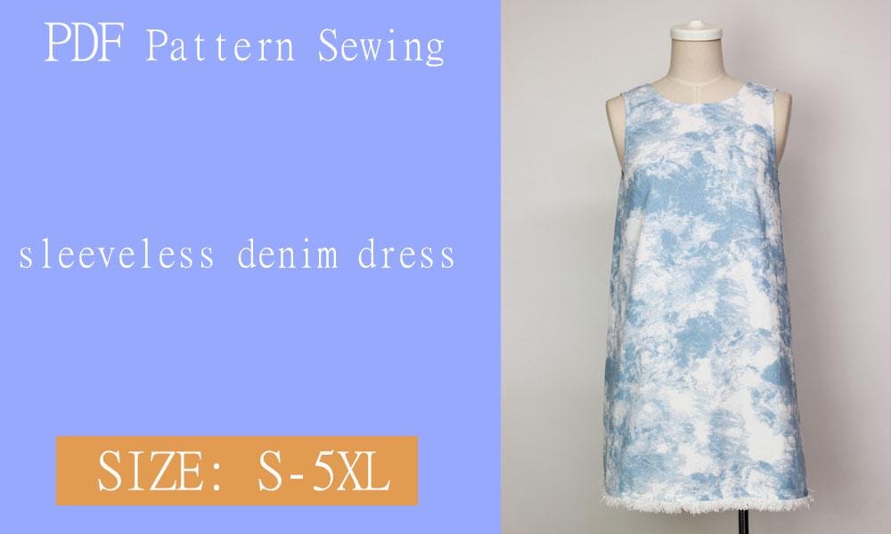 Sleeveless Denim Dress Patterns Sewing PDF Digital Goods DIY - Etsy