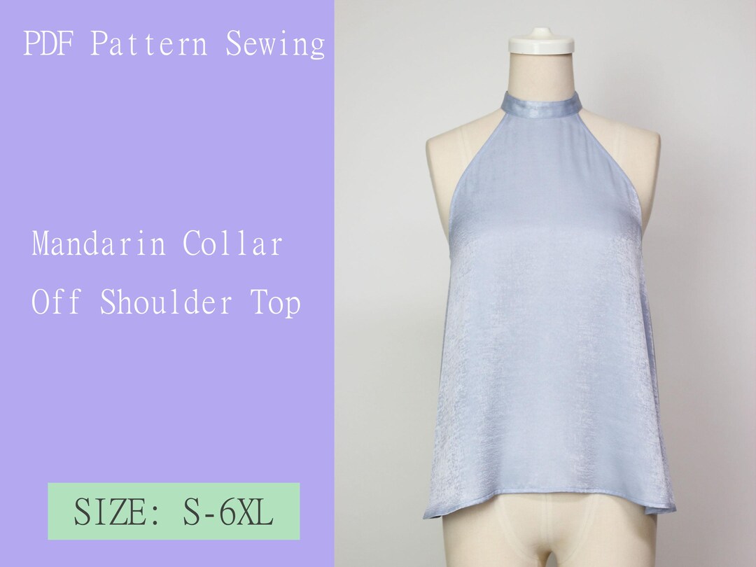 Mandarin Collar off Shoulder Top. Summer Top. Patterns Sewing PDF ...