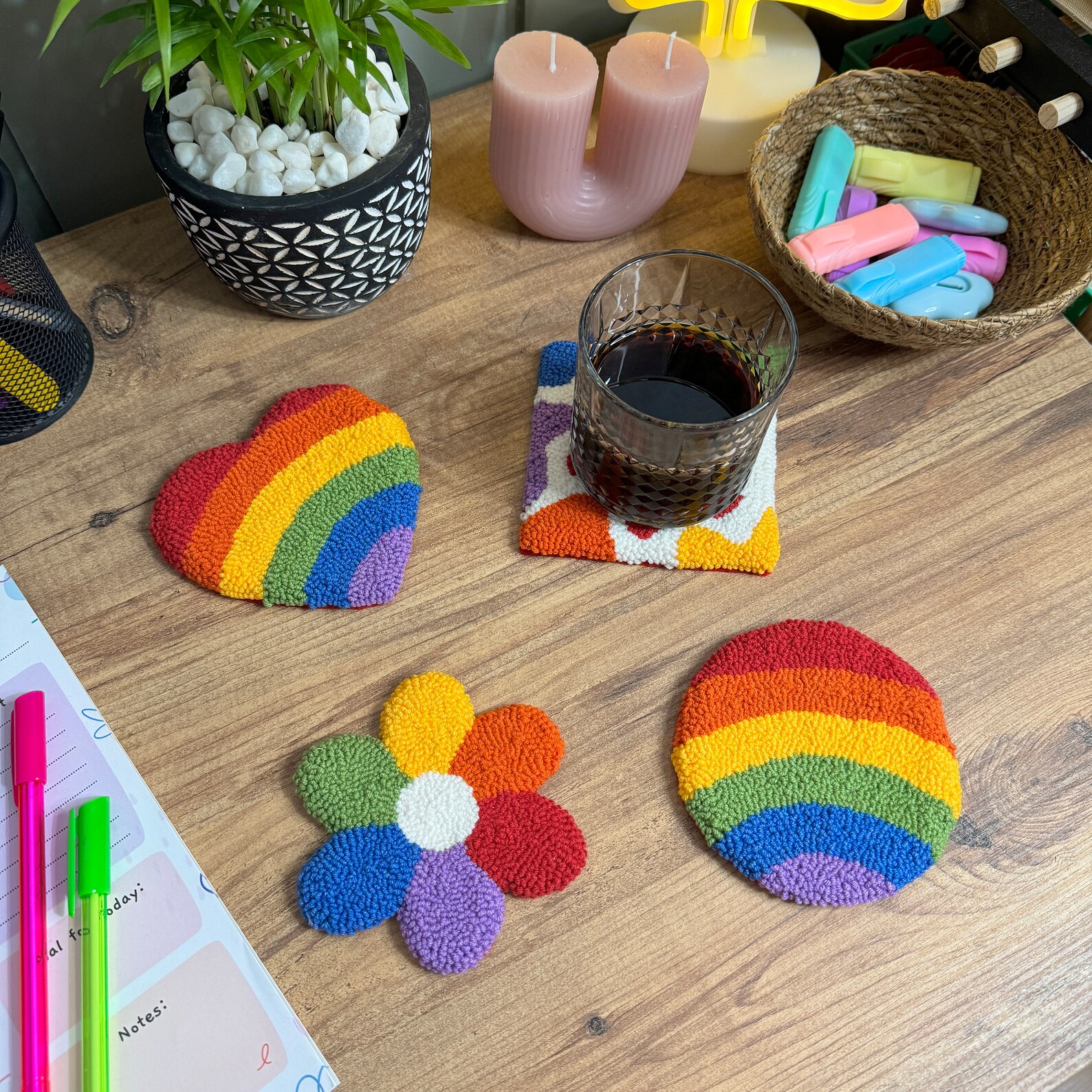 Punch Needle Pride Mug Rugs | Tufted Mug Rug | Handmade New Home Gift ...