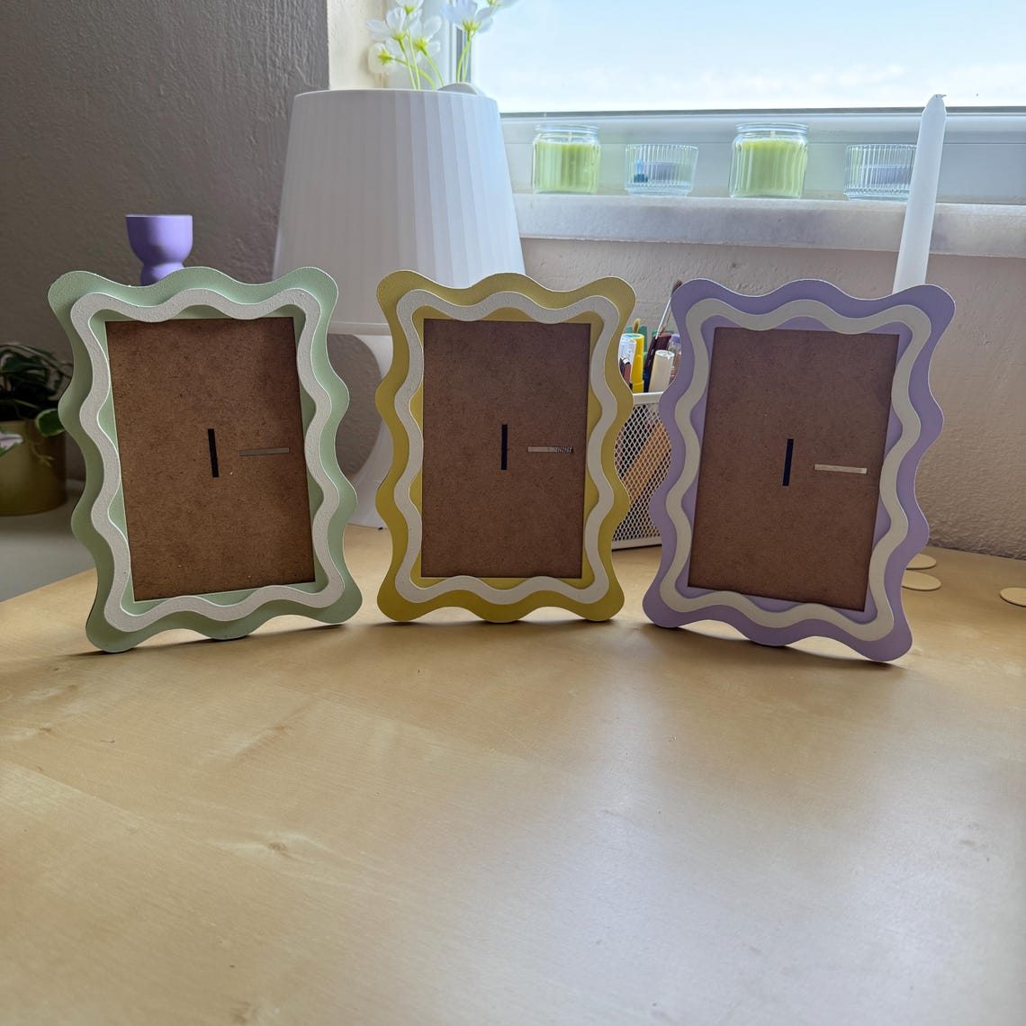 Handmade Wavy Picture Frame, 4x6 Pastel Photo Frame, Colorful Retro ...