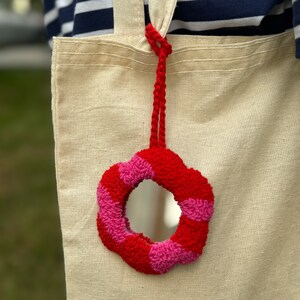 Mirrored Punch Needle Bag Charm | Handmade Unique Style Accessory | Bag ...
