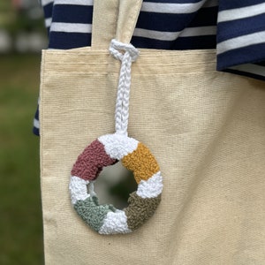 Mirrored Punch Needle Bag Charm | Handmade Unique Style Accessory | Bag ...