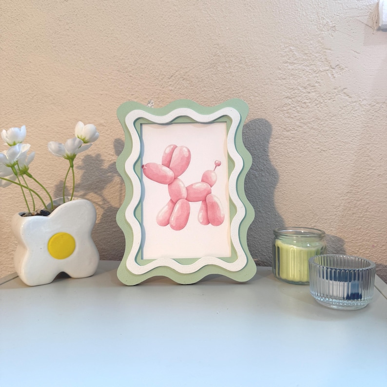 Handmade Wavy Picture Frame, 4x6 Pastel Photo Frame, Colorful Retro ...