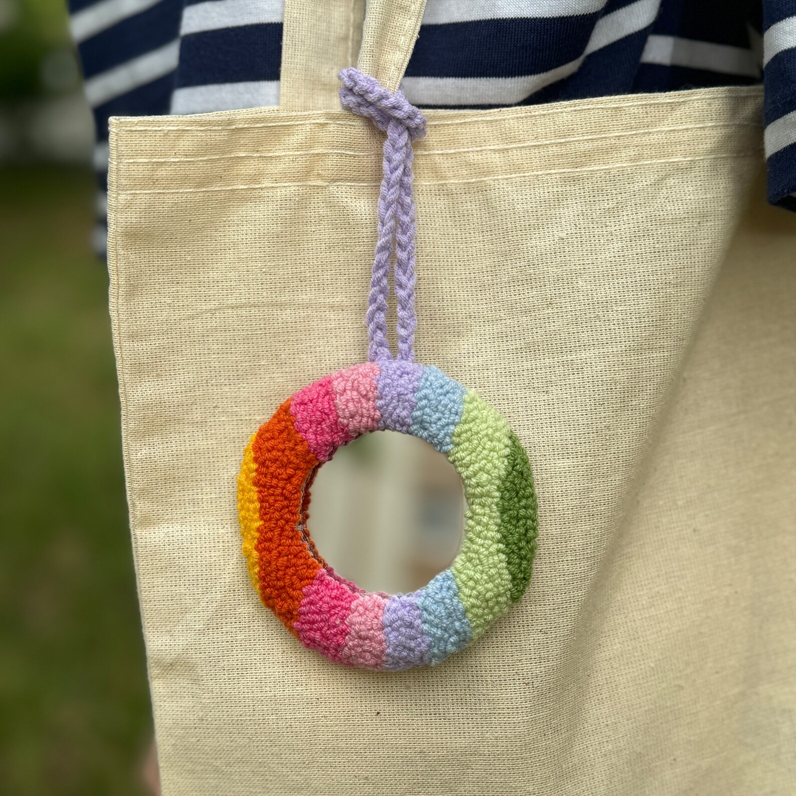 Mirrored Punch Needle Bag Charm | Handmade Unique Style Accessory | Bag ...