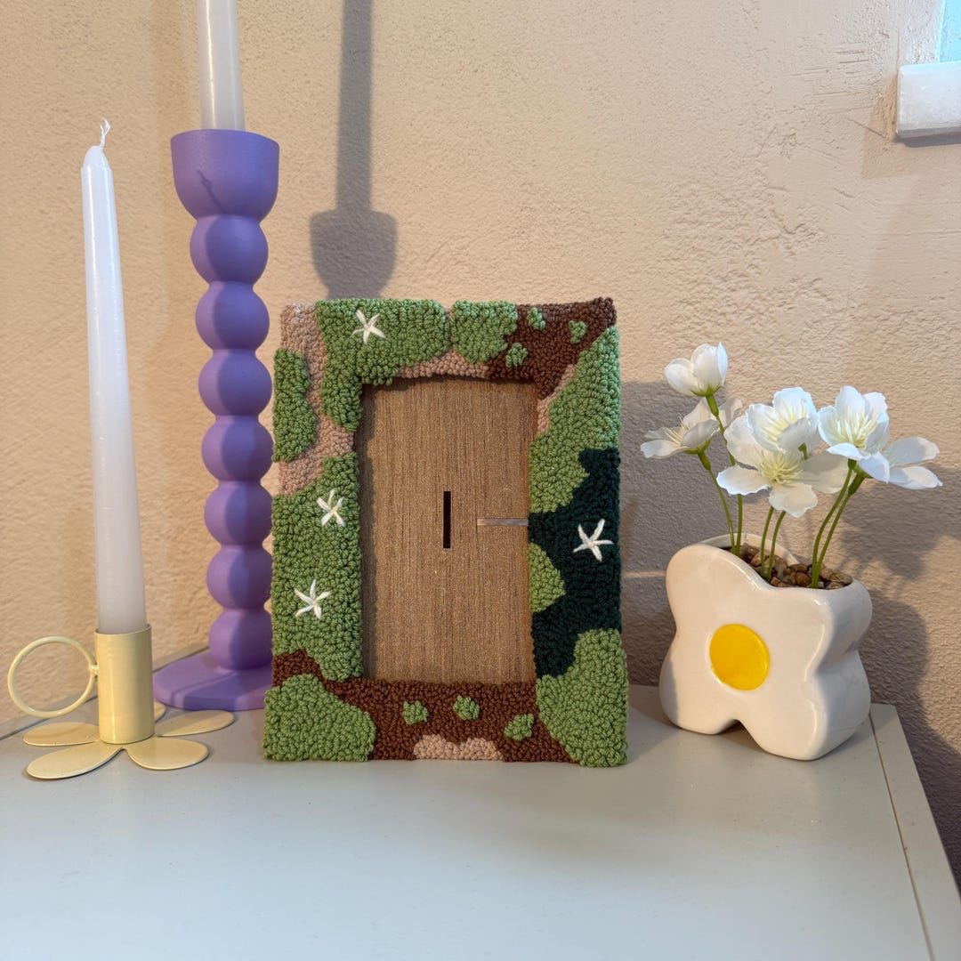 Handmade Punch Needle Picture Frame | Moss Wall Art | Cottagecore Home ...
