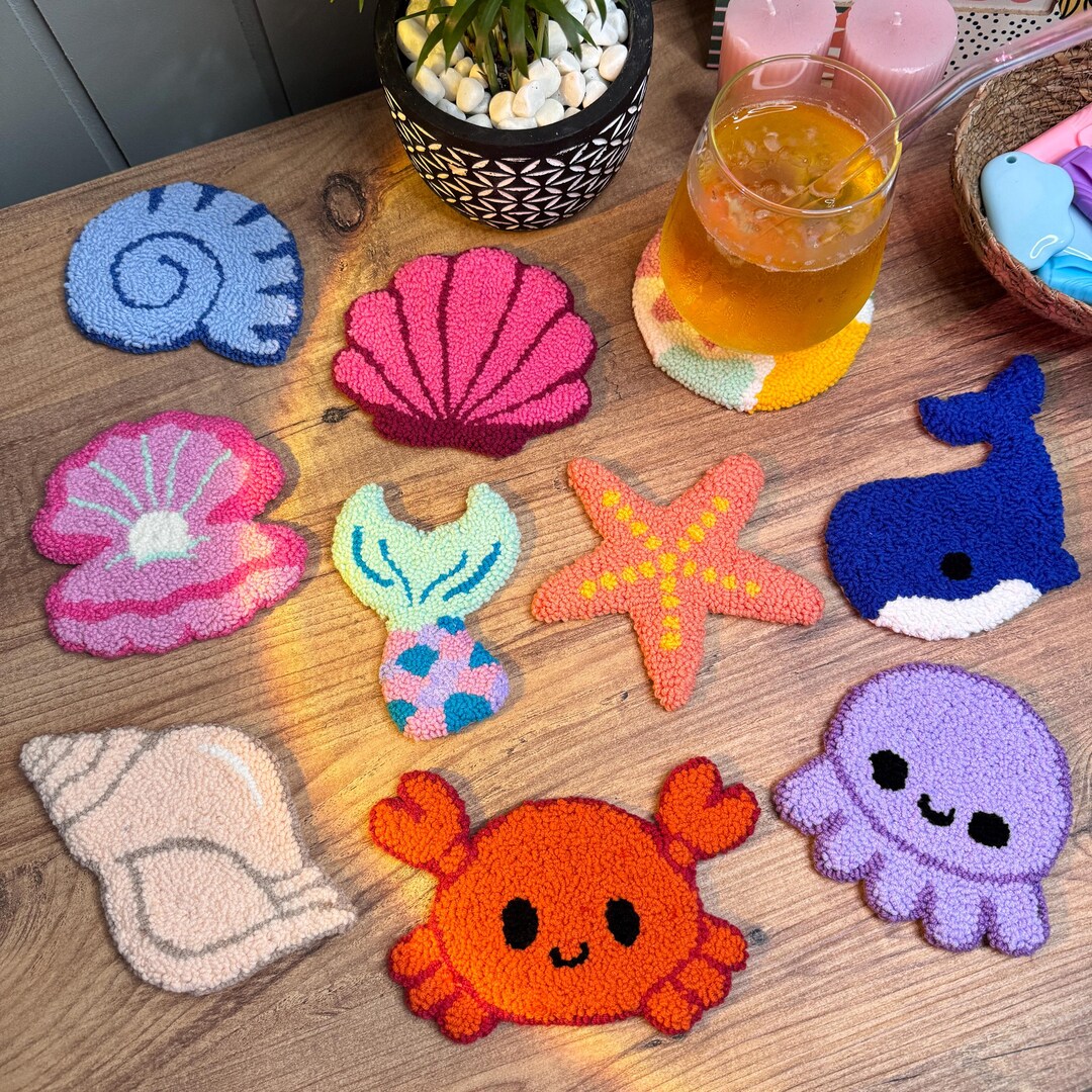 Handcrafted Punch Needle Mug Rug | Unique Coasters | Perfect Gift Idea ...