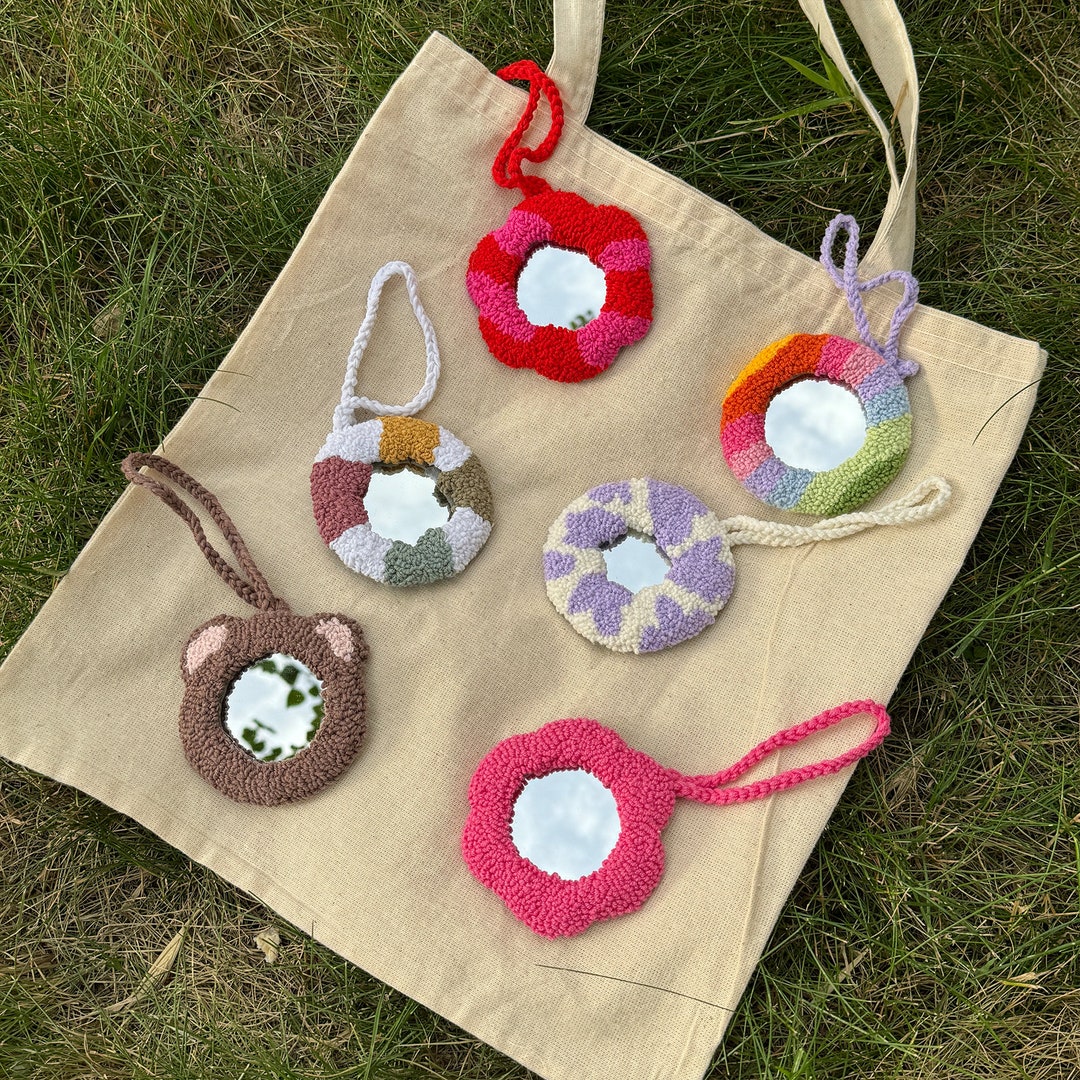 Mirrored Punch Needle Bag Charm | Handmade Unique Style Accessory | Bag ...