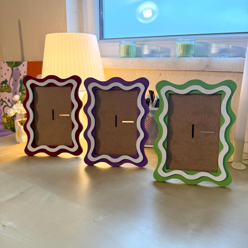 Handmade Wavy Picture Frame, 4x6 Funky Photo Frame, Colorful Retro ...