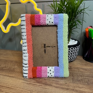 Handmade Punch Needle Picture Frame | Home Decor | 4x6 Picture Frame ...