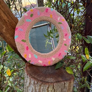 Handmade Punch Needle Mirror | Donut Mirror | Wall Decor | Valentines ...