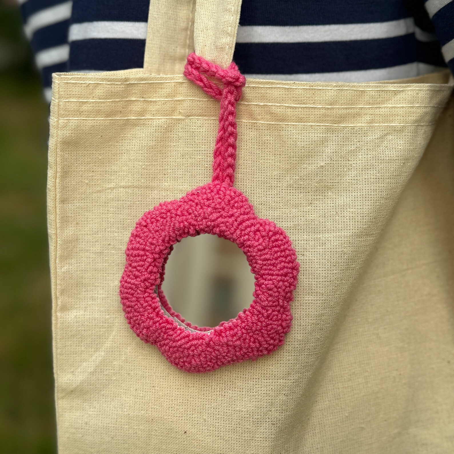 Mirrored Punch Needle Bag Charm | Handmade Unique Style Accessory | Bag ...