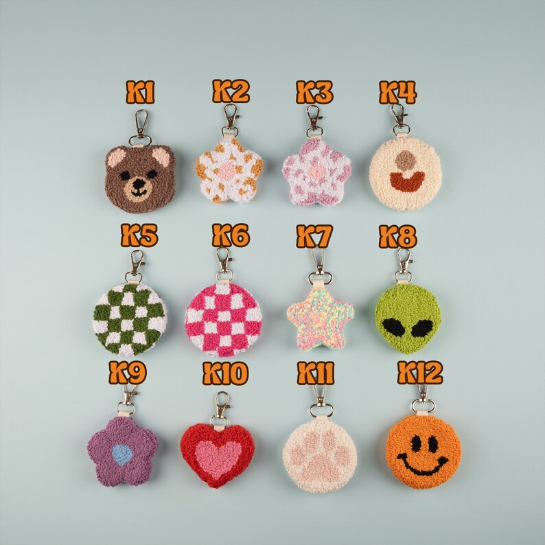 Double Sided Punch Needle Keychain Tufted Keychain Handmade Bag Charm ...