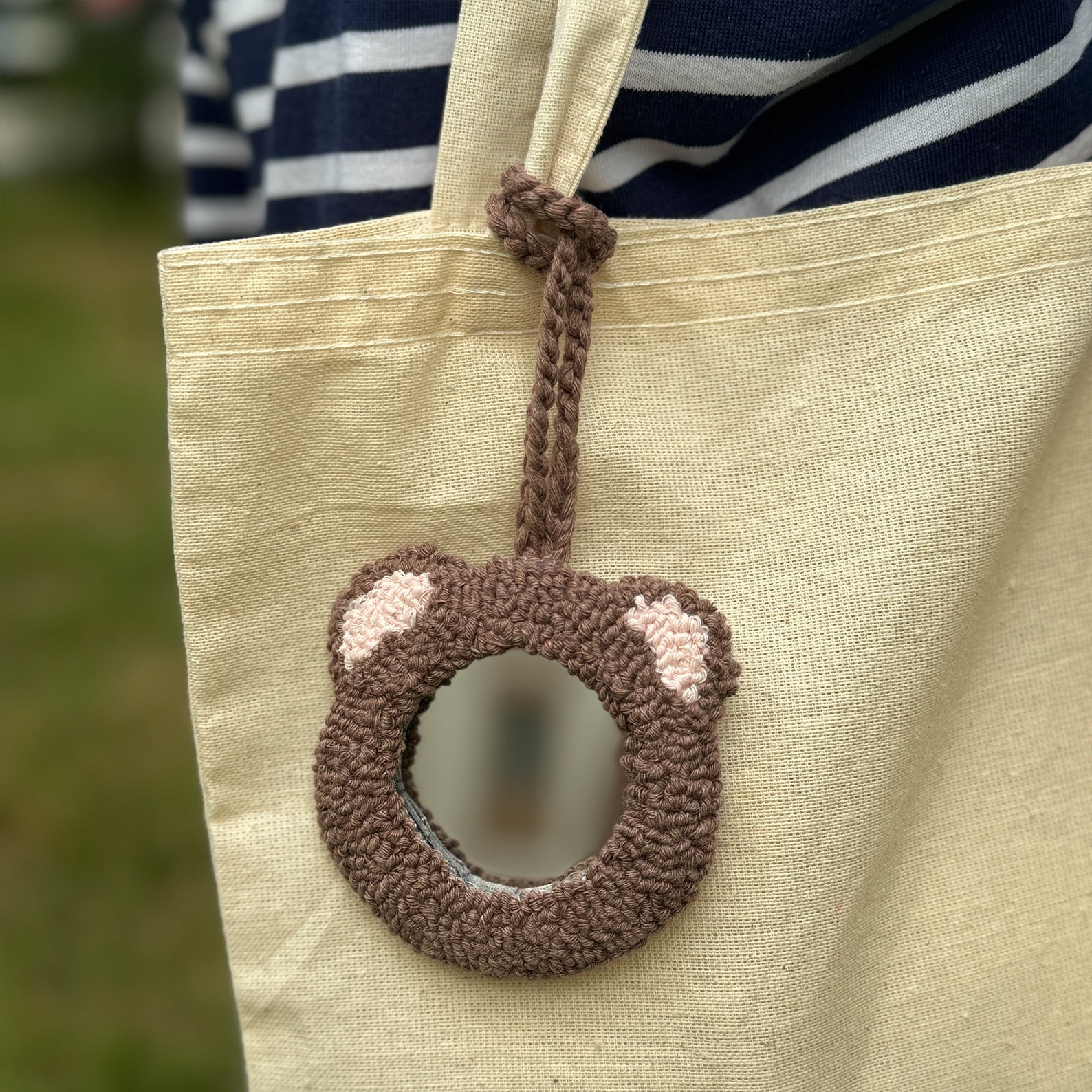 Mirrored Punch Needle Bag Charm | Handmade Unique Style Accessory | Bag ...
