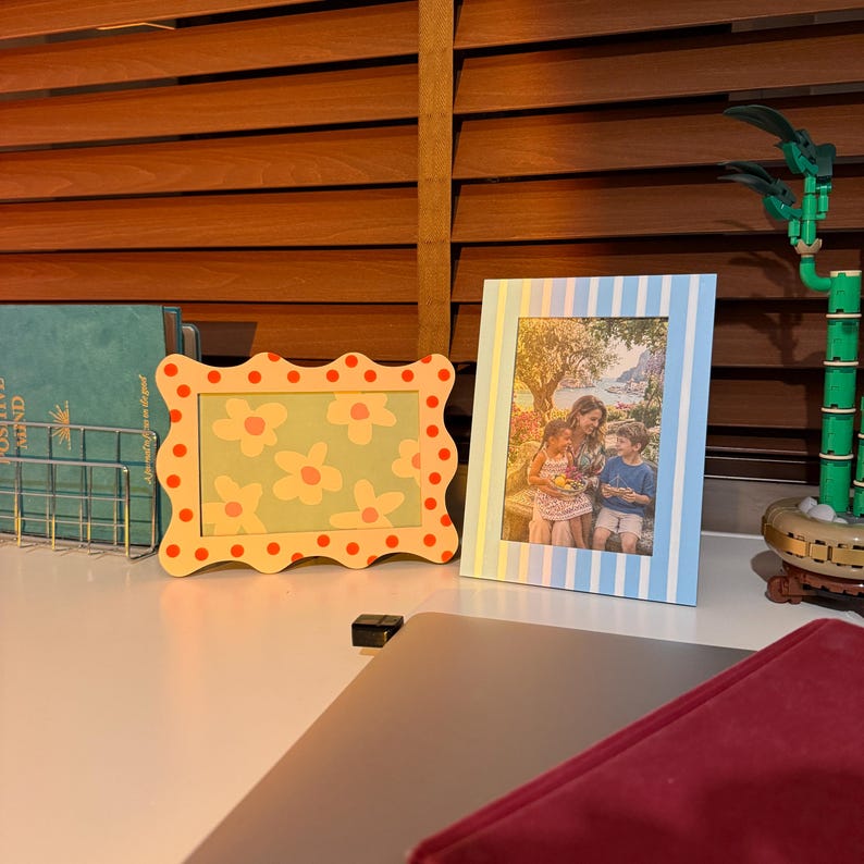 Handmade Striped Polka Dot Wavy Photo Frame, Retro Dopamine Decor 4x6 ...