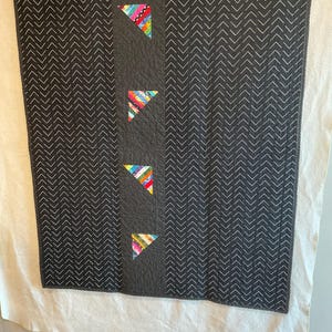 Modern Strip Star Quilt, Bright Multicolor String Pieced Half Square ...