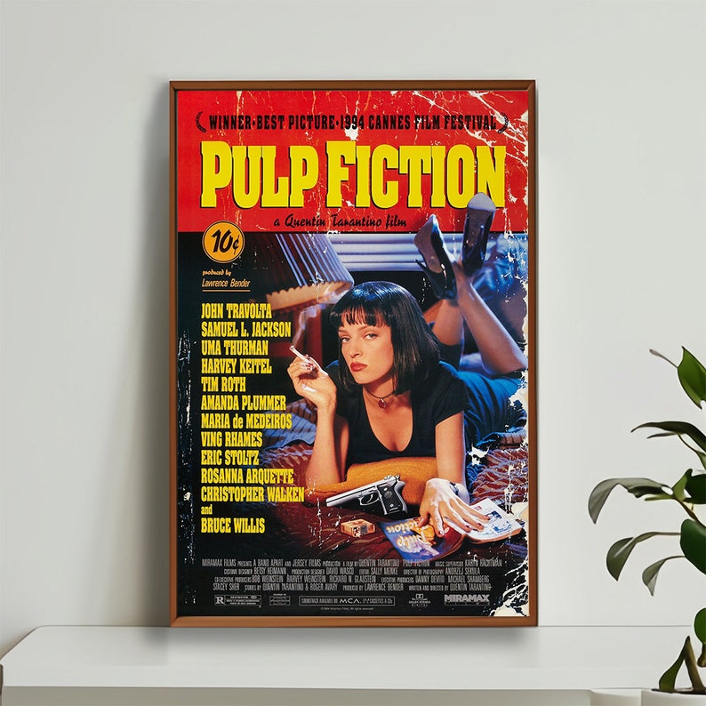 Pulp Fiction Movie Poster, Personalized Gifts for Him/her, Canvas Wall ...