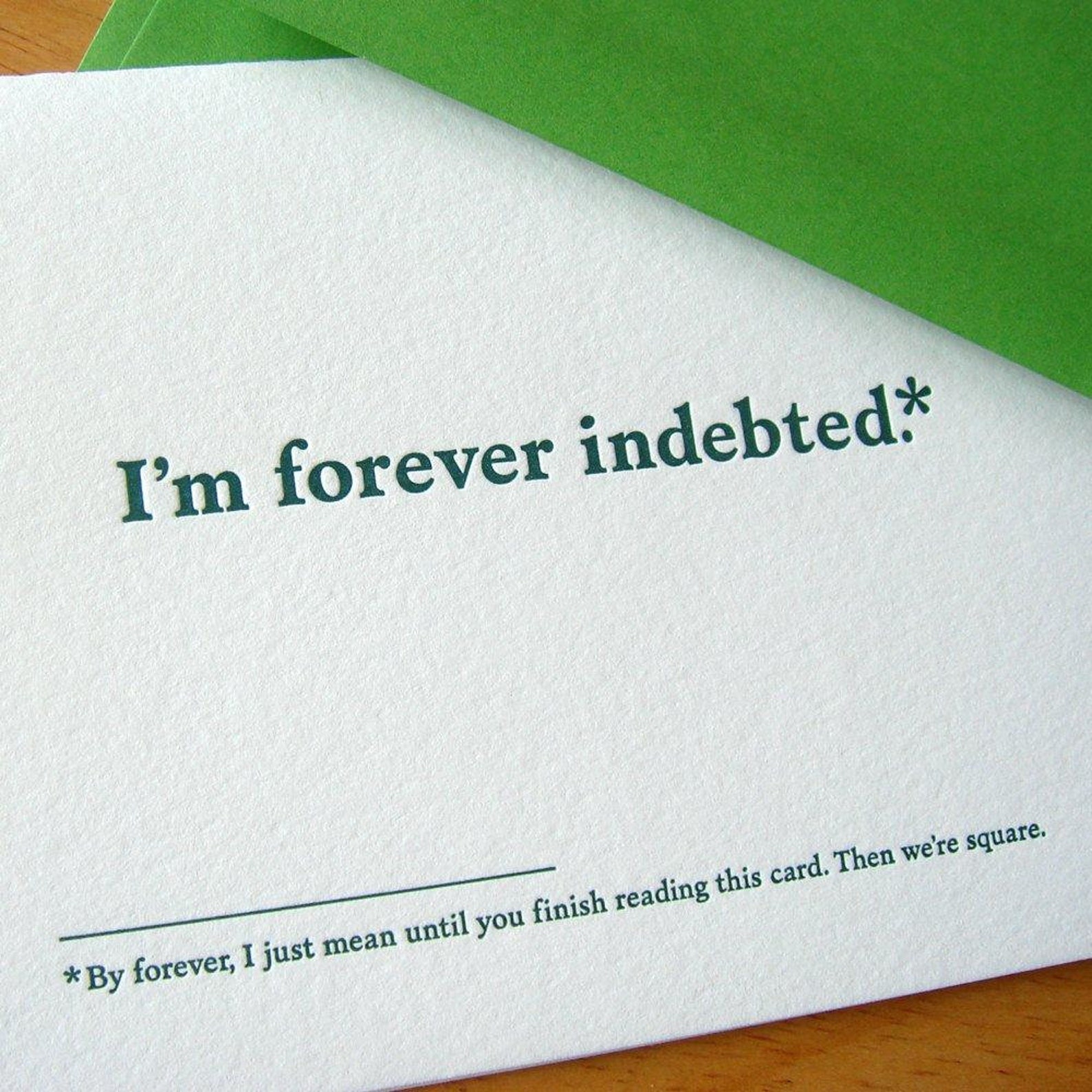 Forever Indebted Thank You Card - Etsy