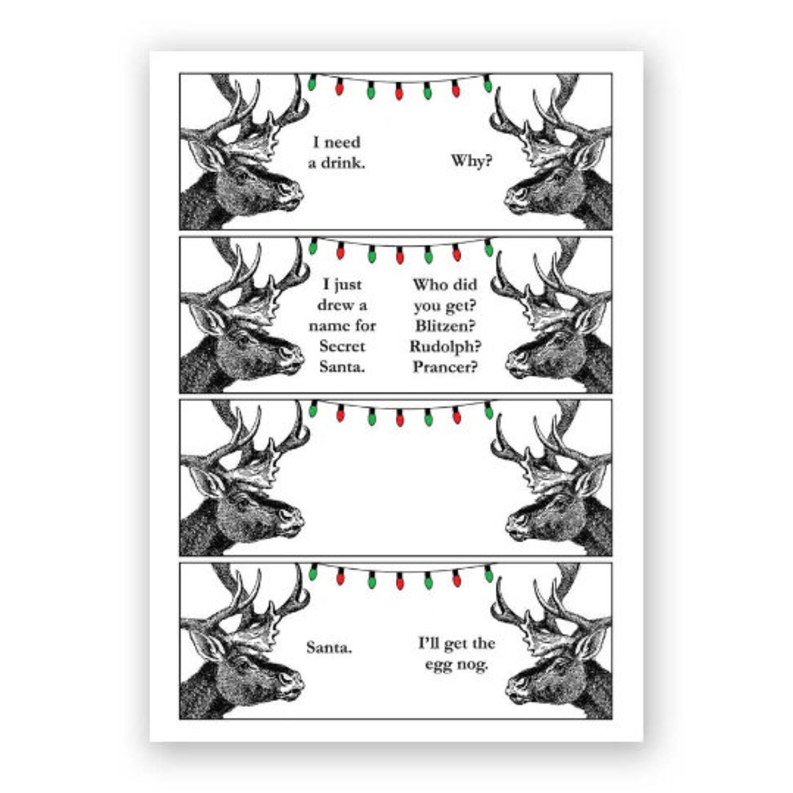 Secret Santa - Reindeer Christmas Card - Etsy