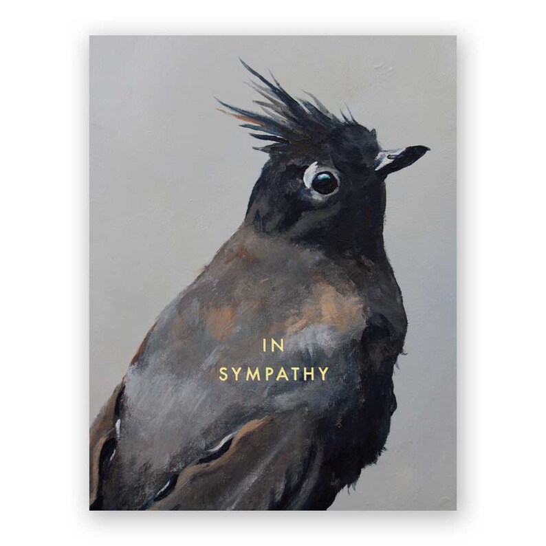 Sympathy Bird Card - Greeting - Silver Foil - Blank - Phainopepla ...