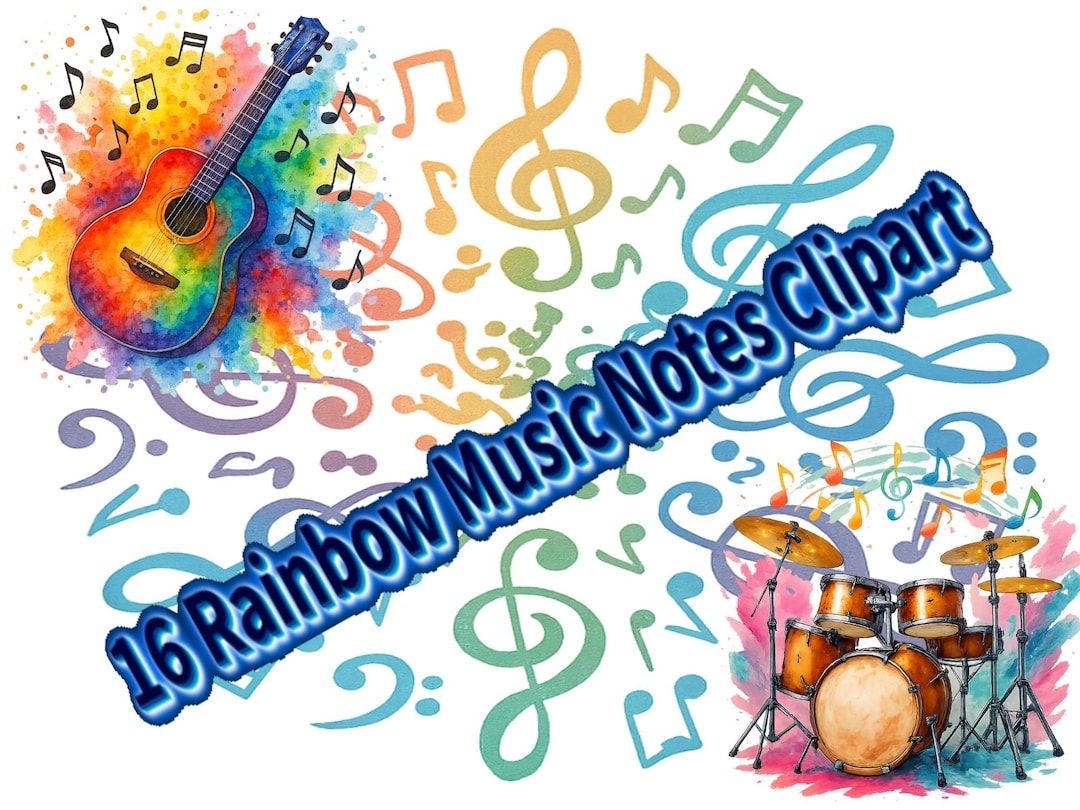 16 Rainbow Music Notes Clipart PNG | 4096x4096 Transparent | Digital ...