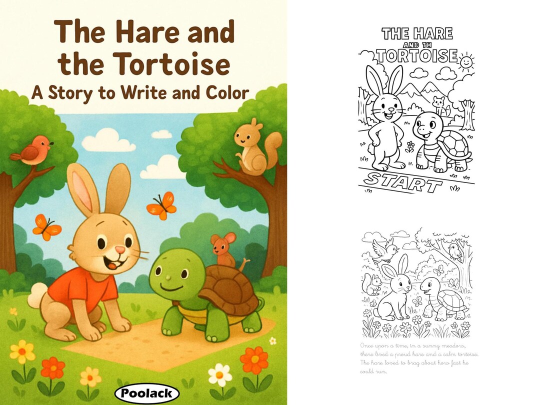 The Hare and the Tortoise – Coloring and Writing Book for Kids | 20 ...