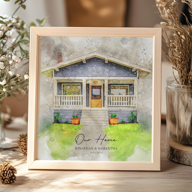 Custom Watercolor Home Portrait, Housewarming Gift - Etsy