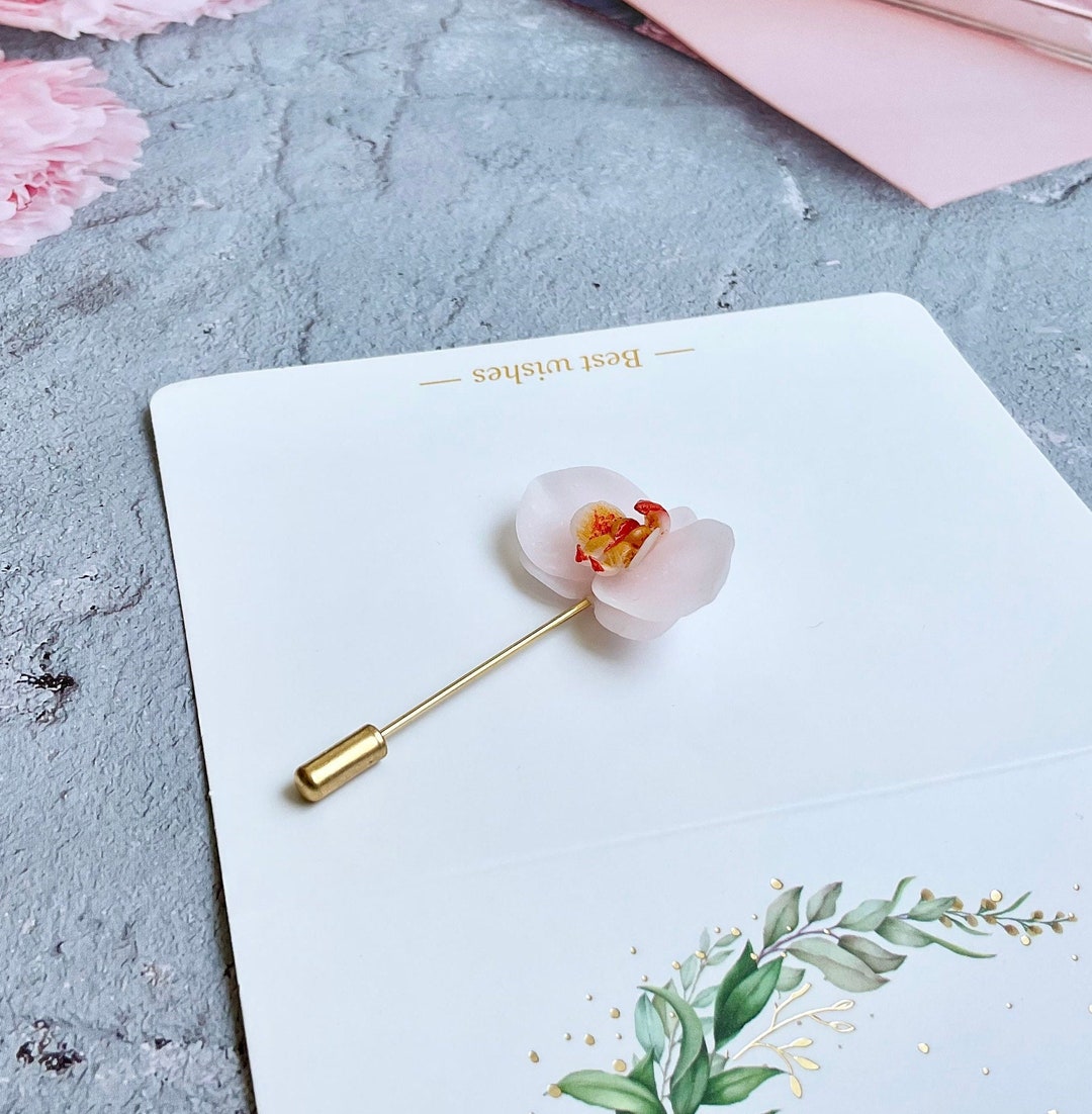 Orchid Flower Lapel Pin for Men, Groomsmen Wedding Accessories ...