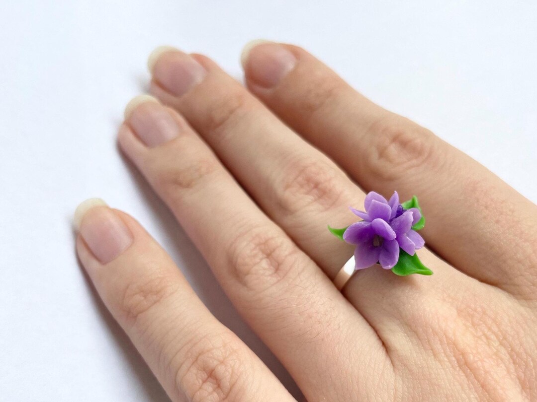 Lilac Flower Ring, Purple Ring, Statement Ring, Colorful Flower Ring ...