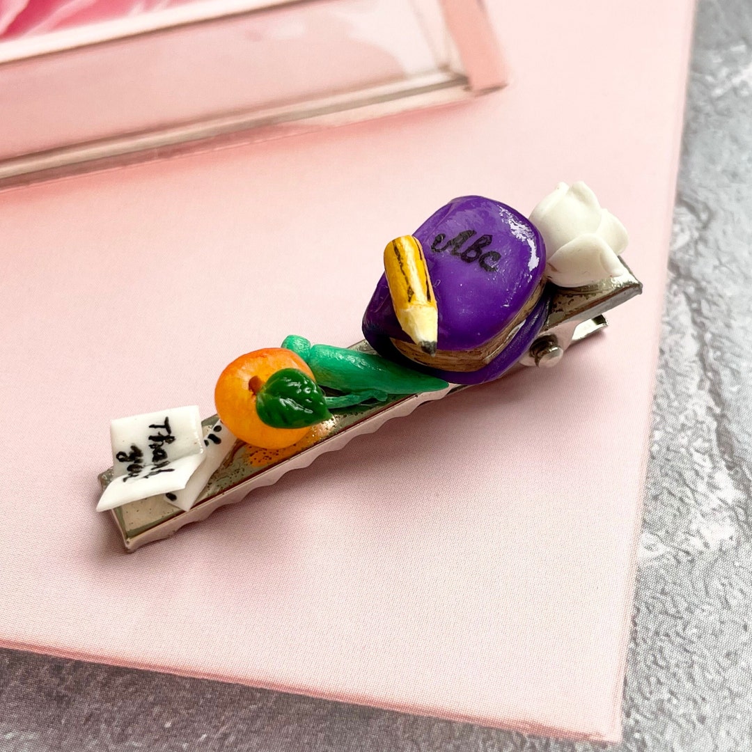 Back to School Hair Clip, Handmade Accessories, Personalized Teacher ...