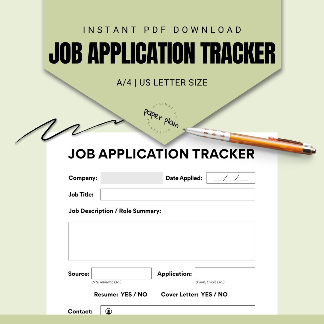 Job Application Tracker – 1-page Printable Job Tracker Template | Job ...