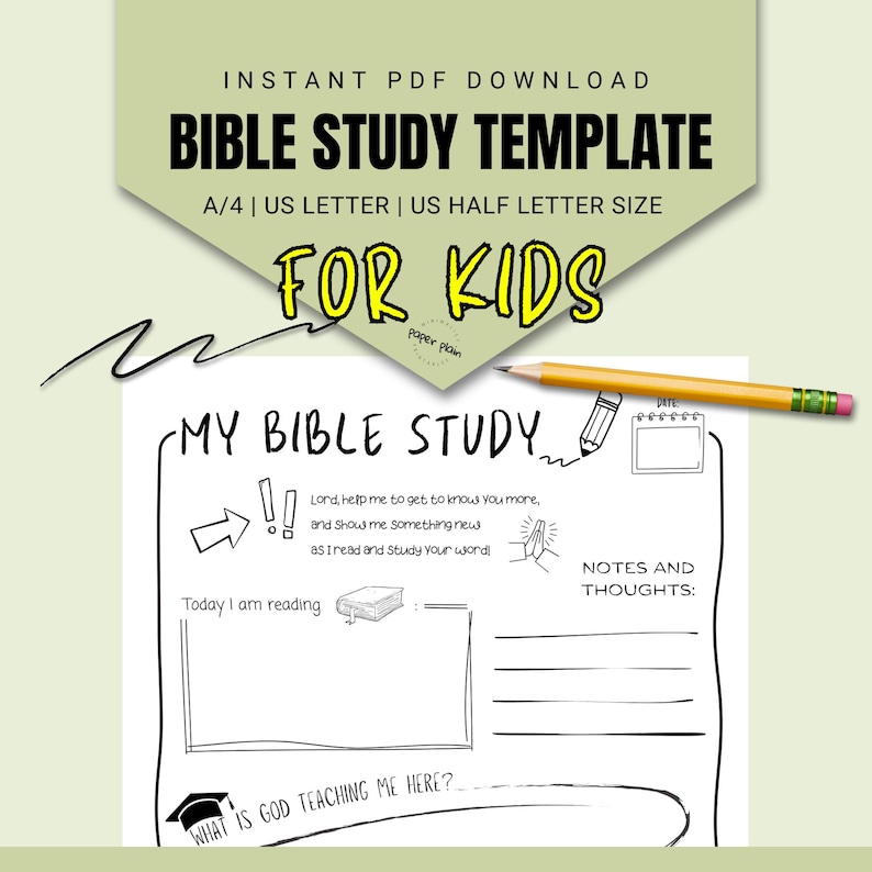 Kids Bible Study Printable PDF | Bible Journal for Kids | Youth Bible ...