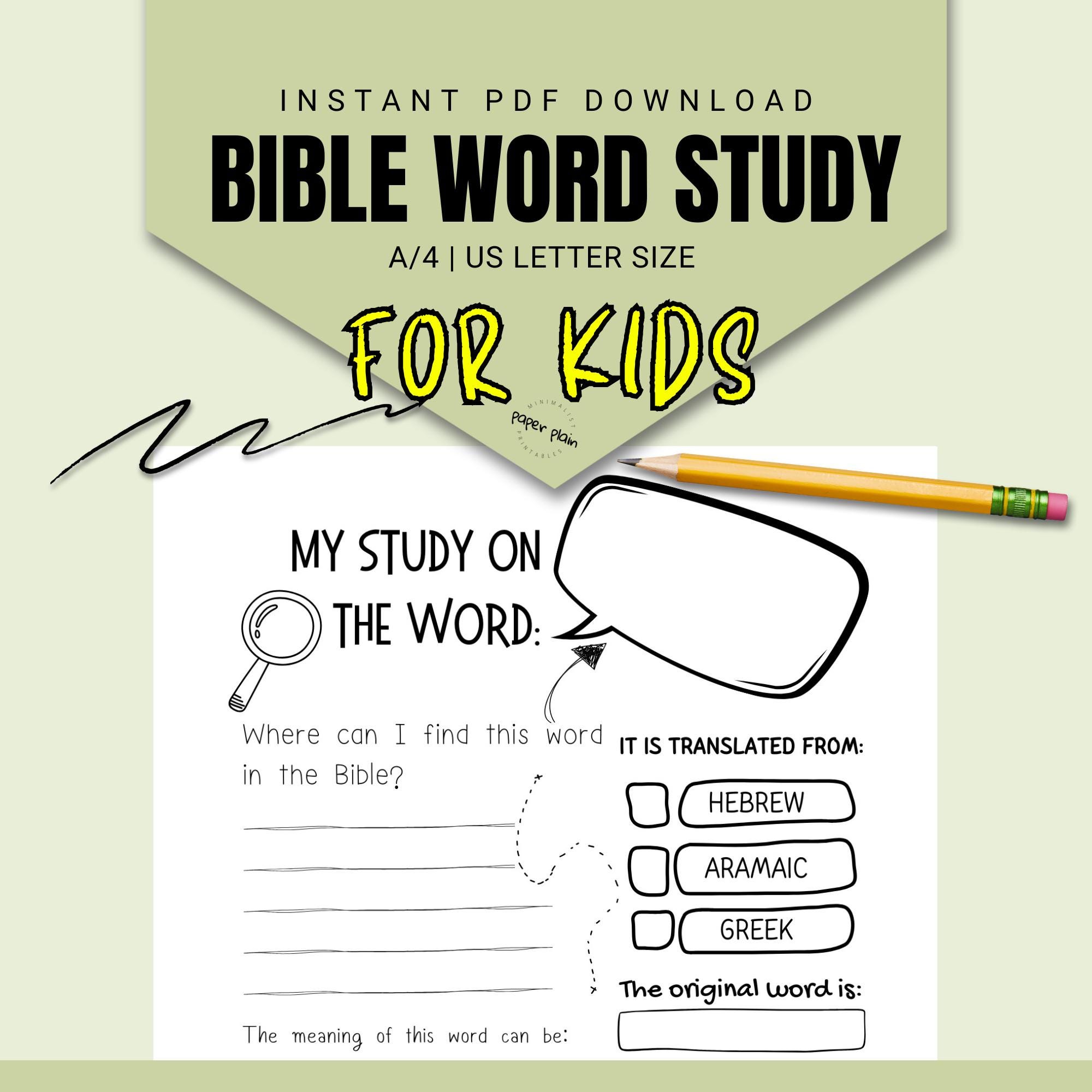 Bible Word Study for Kids | Printable Bible Study Template & Worksheets ...
