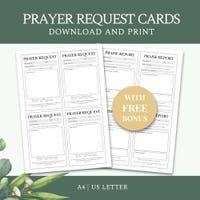 Prayer Request Cards, Digital Download, Set of 6, Bible Verse ...