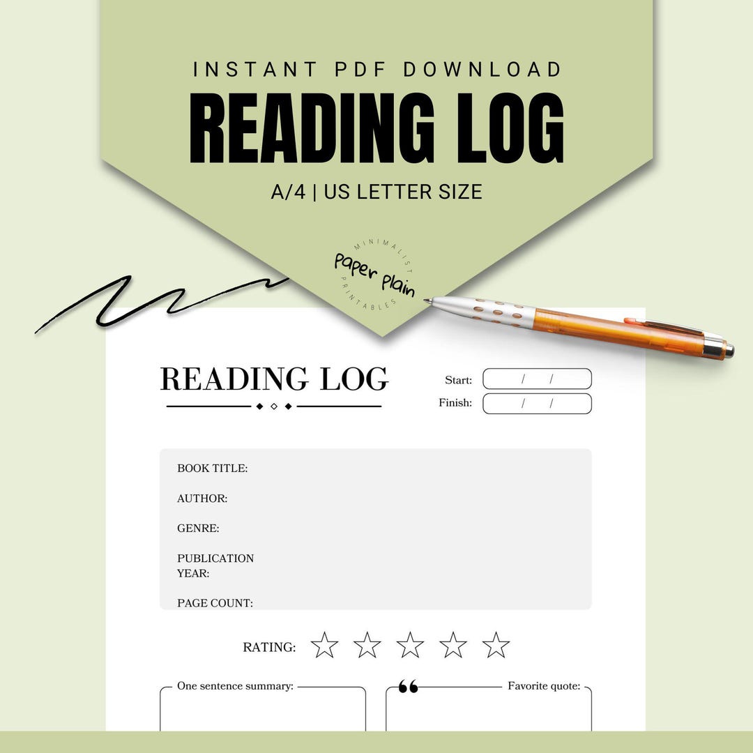 Reading Log Printable | Reading Tracker Log | Book Log | Book Journal ...