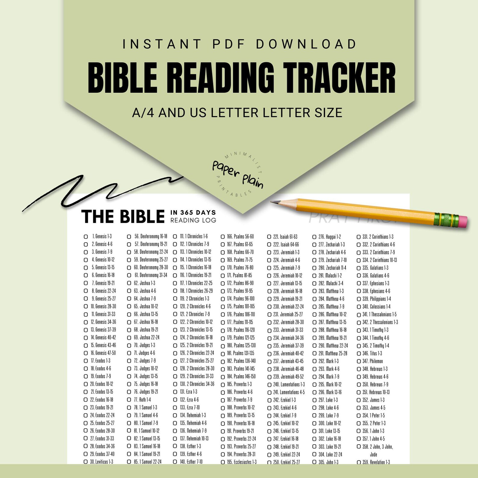 Bible in a Year Printable | 52-week Bible Reading Plan & Tracker ...