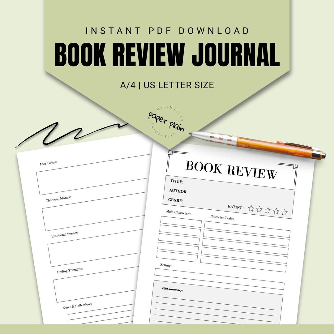Book Review Journal | Printable Reading Journal & Tracker | Book Review ...